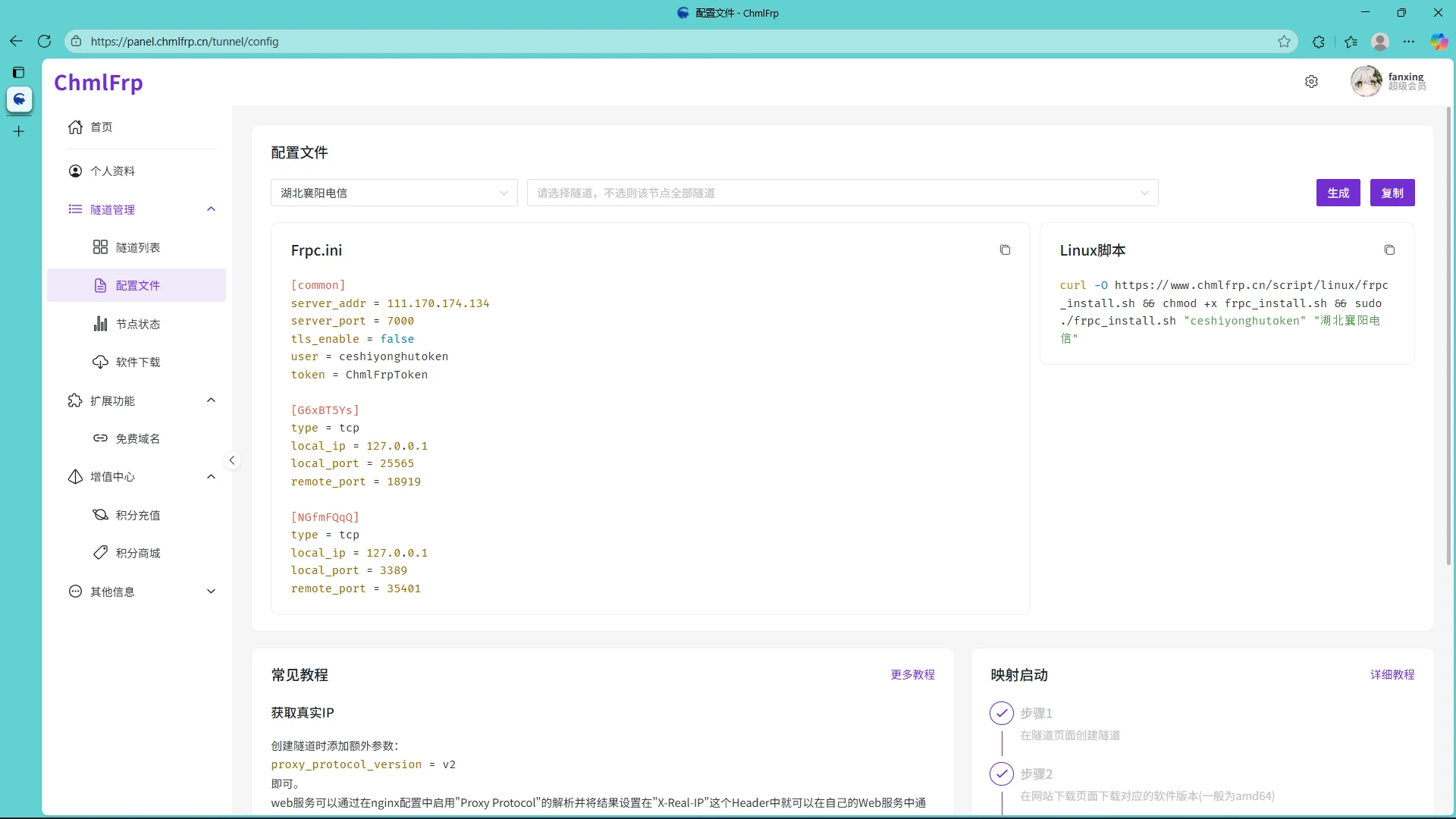 ChmlFrp 端口映射教程 | ChmlFrp | 使用文档 - Docs